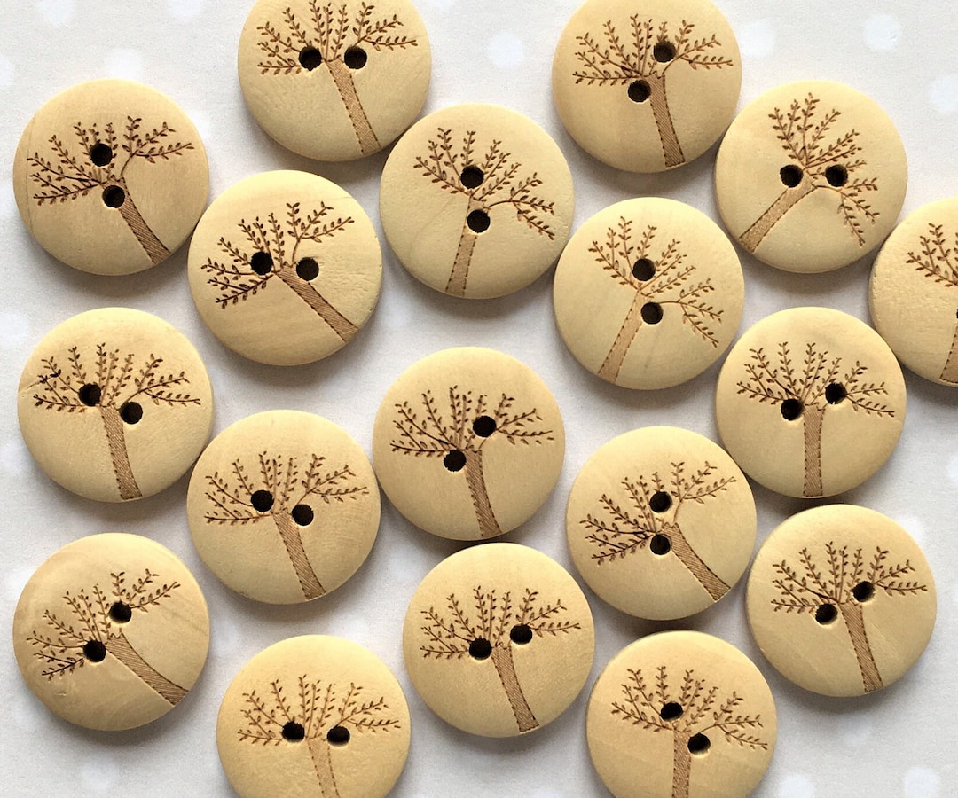 20mm Tree Design Wooden Buttons. - Etsy