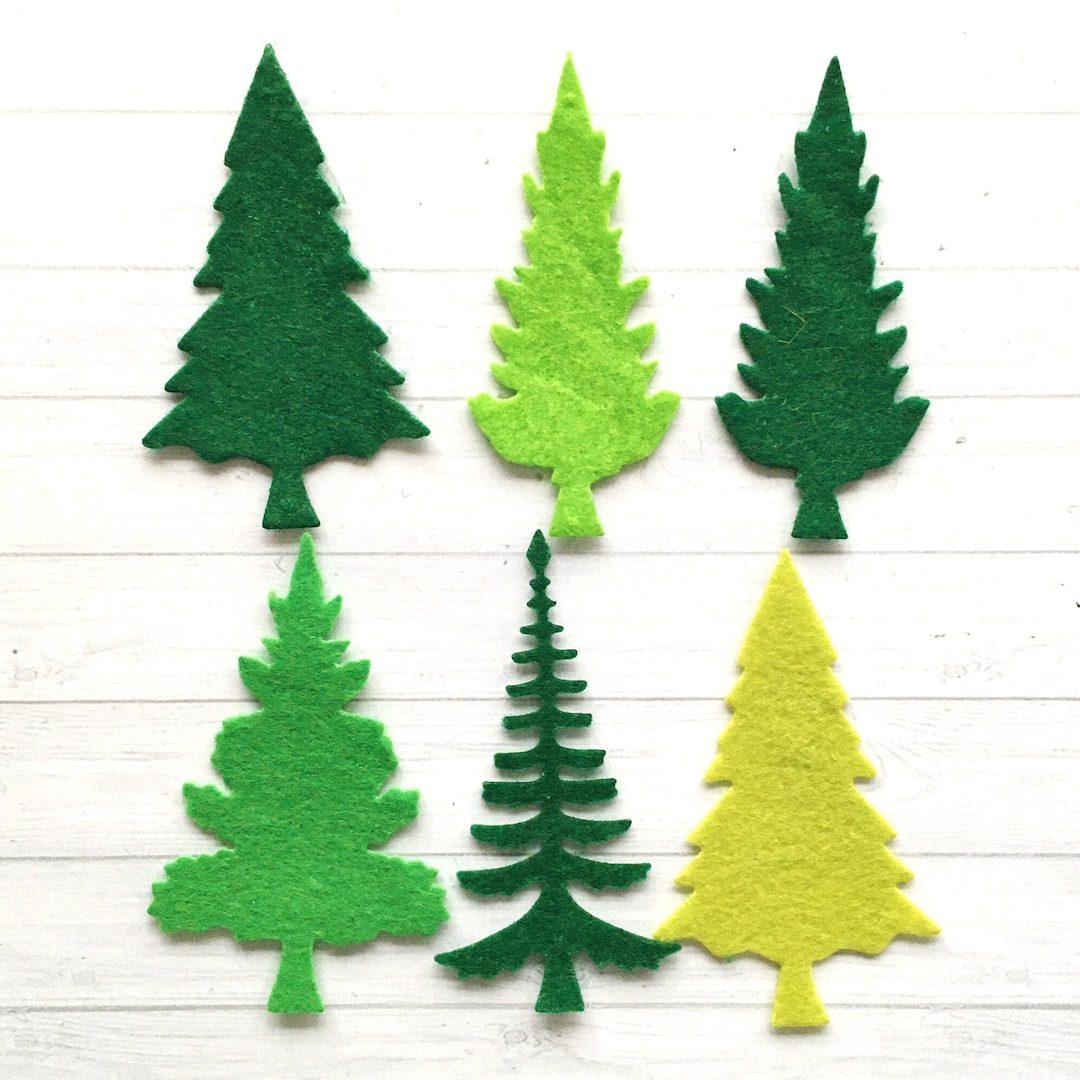6 X FELT TREES, Tree Decorations, Christmas Tree Felt Die Cuts, Tree ...