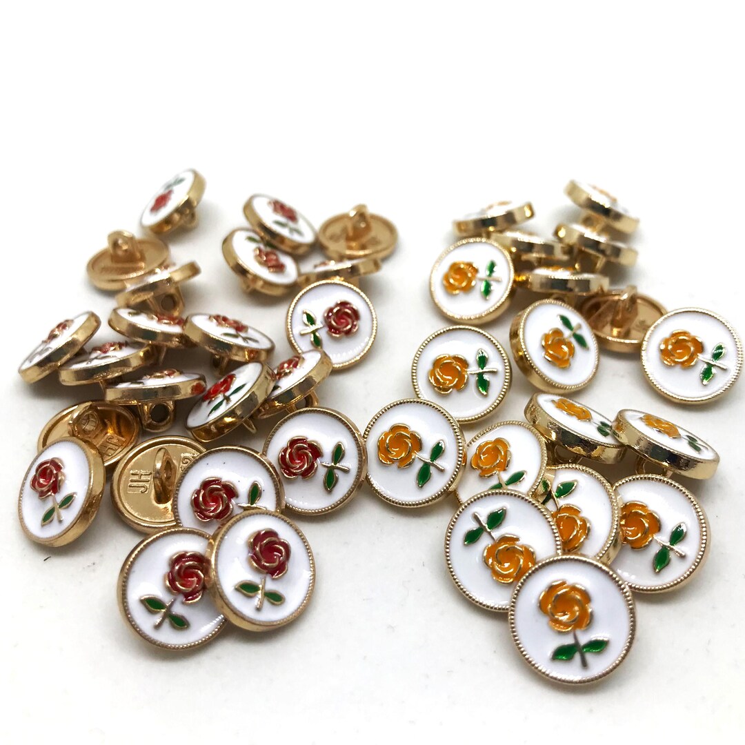 Metal Rose Design Shank Buttons 12mm - Etsy
