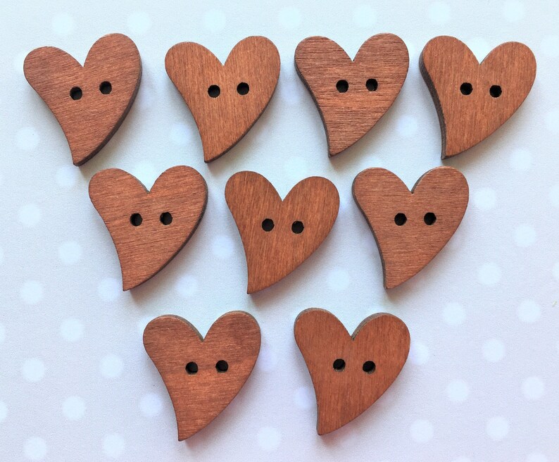 STYLISED WOODEN HEART Buttons X 9 20mm X 16mm Heart Buttons - Etsy UK