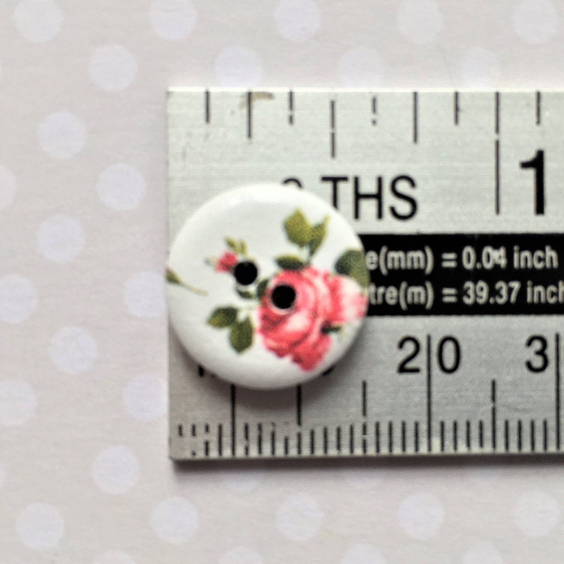 15 Mm ROSE BUTTONS X10 Round Pink Rose Buttons Pretty Wooden - Etsy