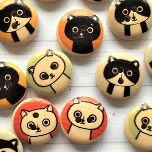 15 Mm CAT BUTTONS X 10, Cute Little Cat Buttons, Cat Buttons, Cat ...