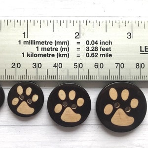 6 X RESIN PAW PRINT Buttons 15/18/21/25mm, Cute Resin Paw Print Buttons ...