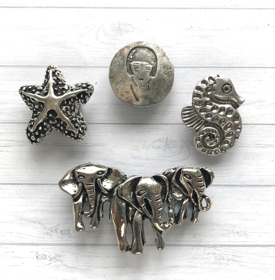 METAL SILVER TONE Buttons, Starfish Buttons, Seahorse Buttons, 1920's ...