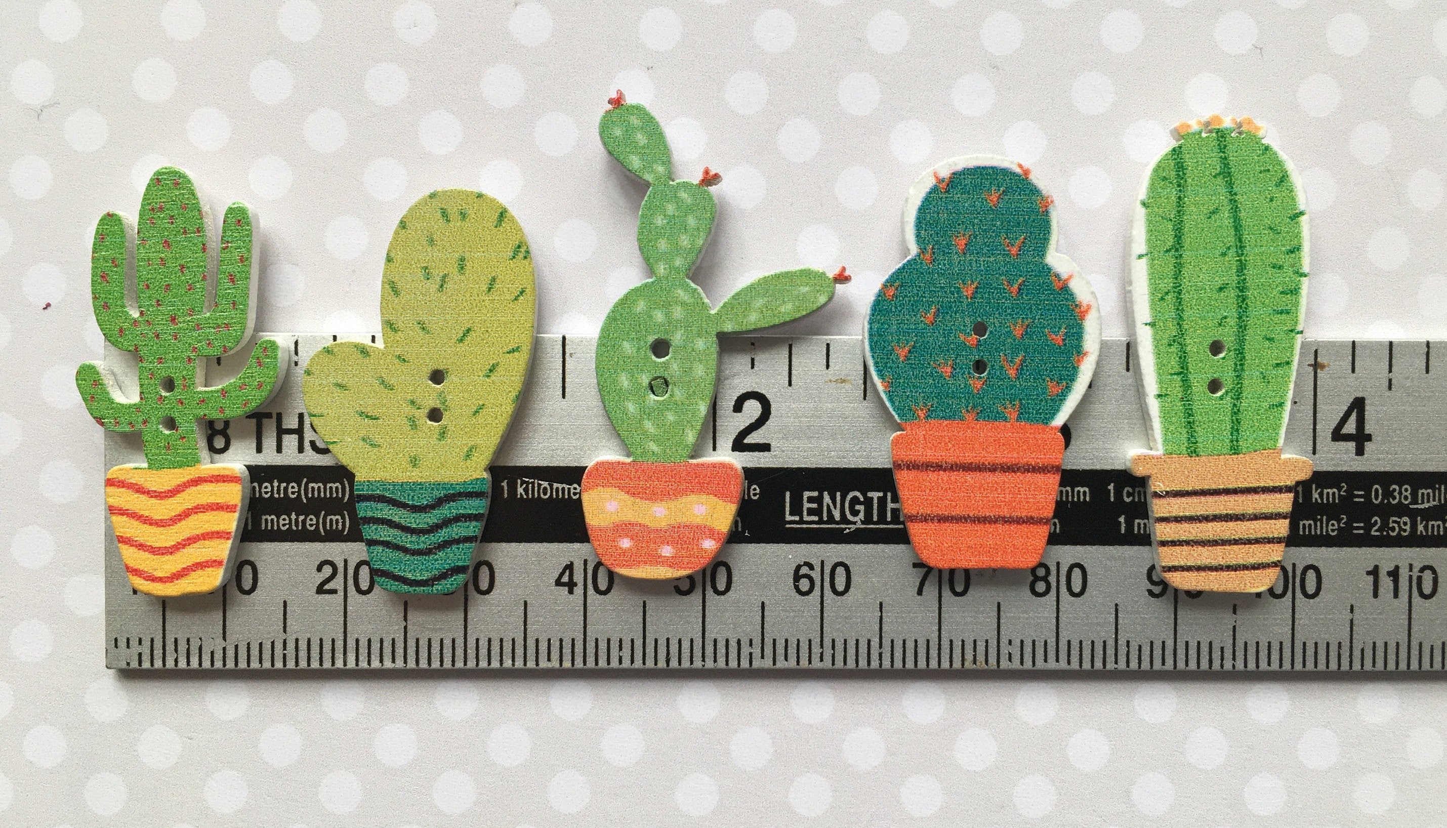 CACTI WOODEN BUTTONS X 10 Cute Cacti Wooden Buttons Cacti - Etsy UK