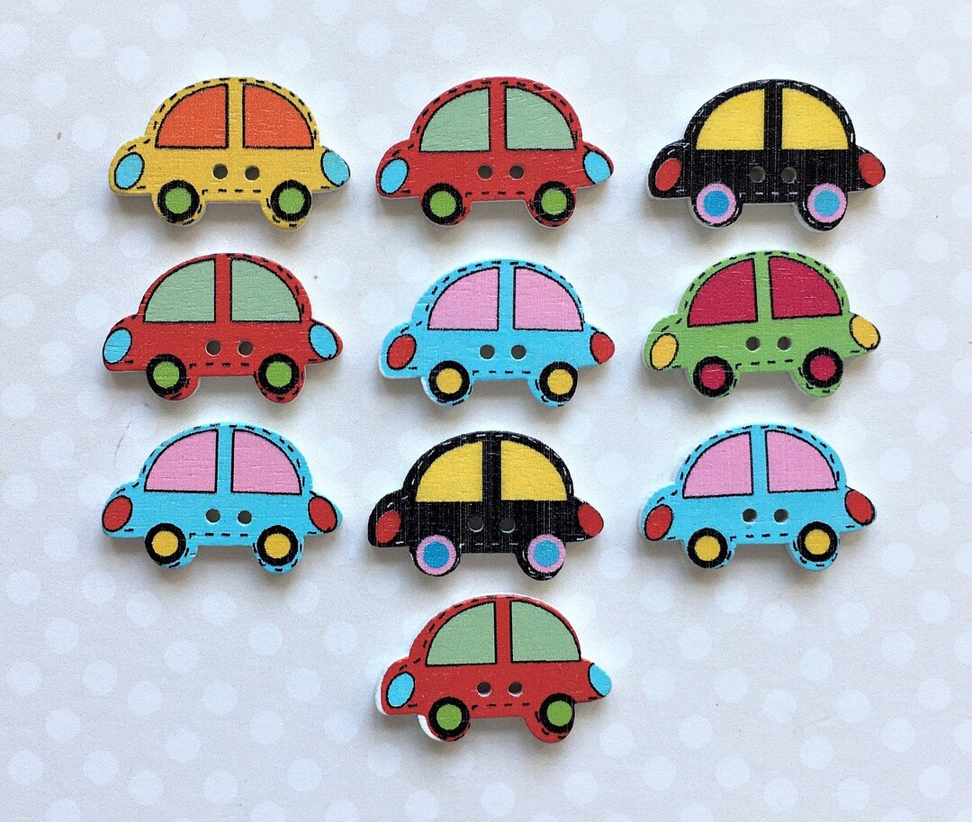 CAR BUTTONS X 10 Cute Car Buttons Children's Buttons - Etsy UK