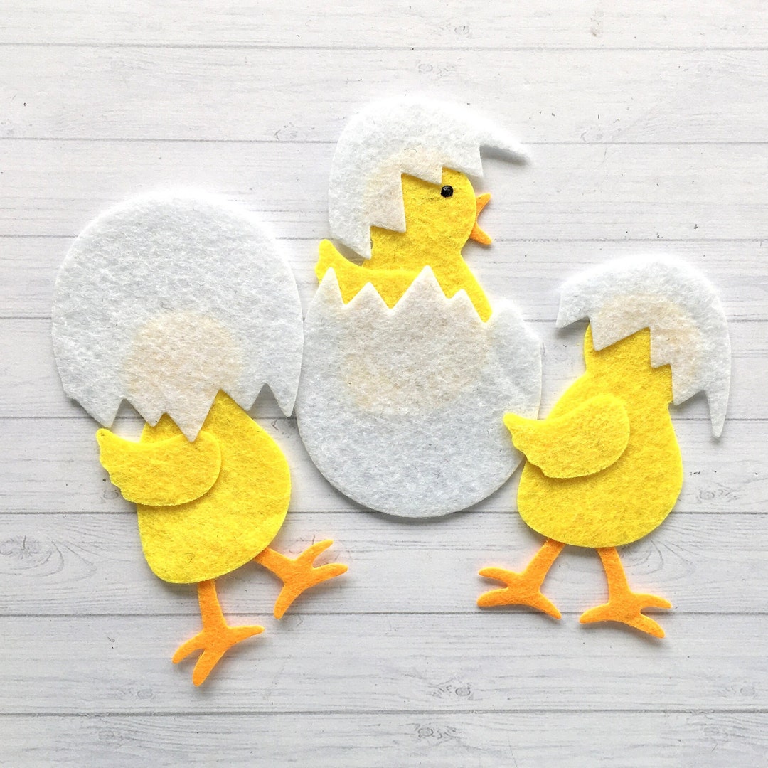 EASTER CHICKS FELT Die Cuts, Felt Chicks Die Cuts, Hatching Chicks Felt ...