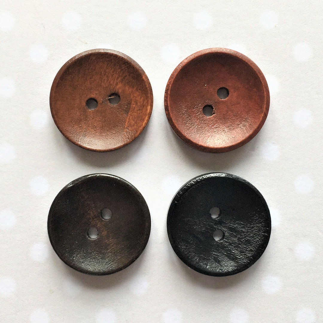 18/20mm ROUND WOODEN Buttons. 2 Hole Wooden Buttons, Chestnut/dark Tan ...