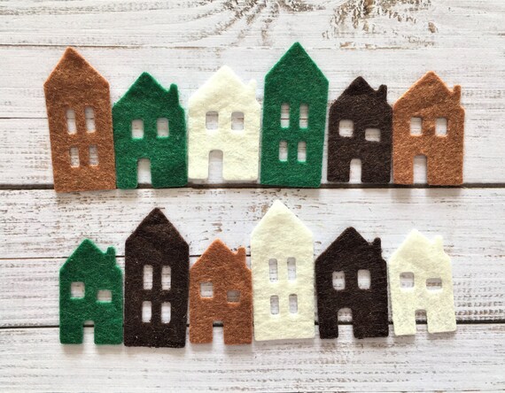 12 X FELT HOUSES Felt Houses Die Cut Houses Little House | Etsy UK