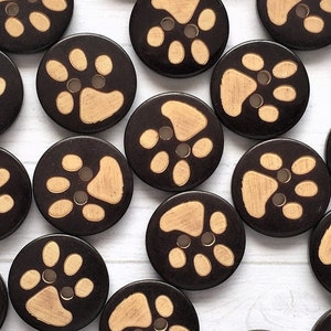 6 X RESIN PAW PRINT Buttons 15/18/21/25mm, Cute Resin Paw Print Buttons ...