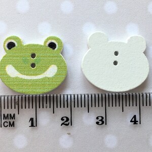 ANIMAL FACE Buttons X 9, Cute Animal Face Panda, Pig, Frog, Bear Cat ...