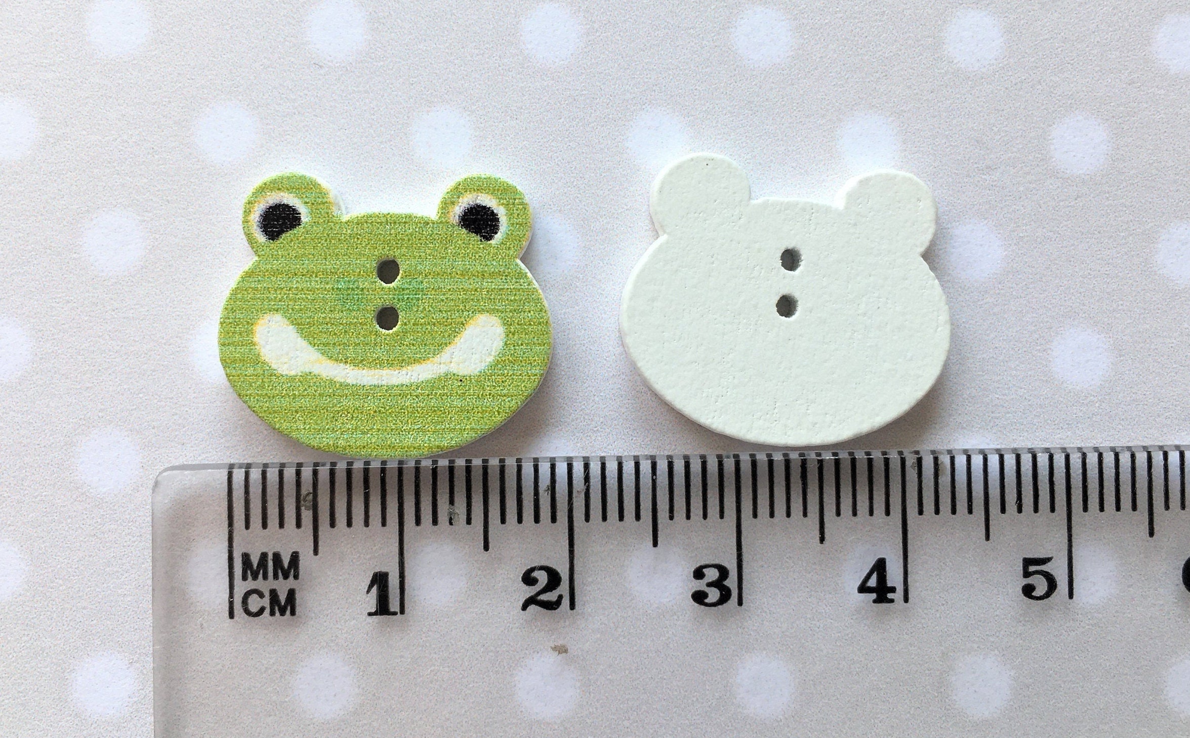 ANIMAL FACE Buttons X 9, Cute Animal Face Panda, Pig, Frog, Bear Cat ...