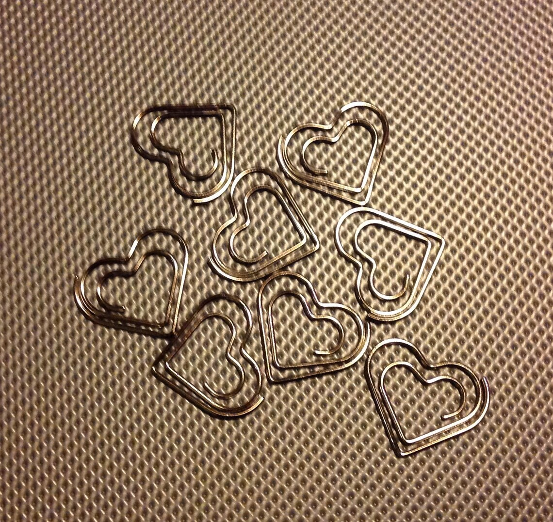 10x Heart-shaped Paper Clips 2.5 x 2.5 cm Silver or Gold | Etsy