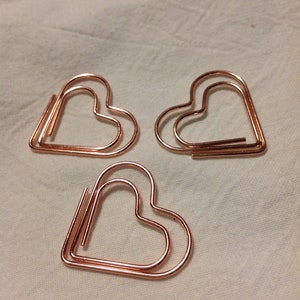 10x Heart-shaped Paper Clips 2.5 X 2.5 Cm Silver, Gold or Rose Gold ...