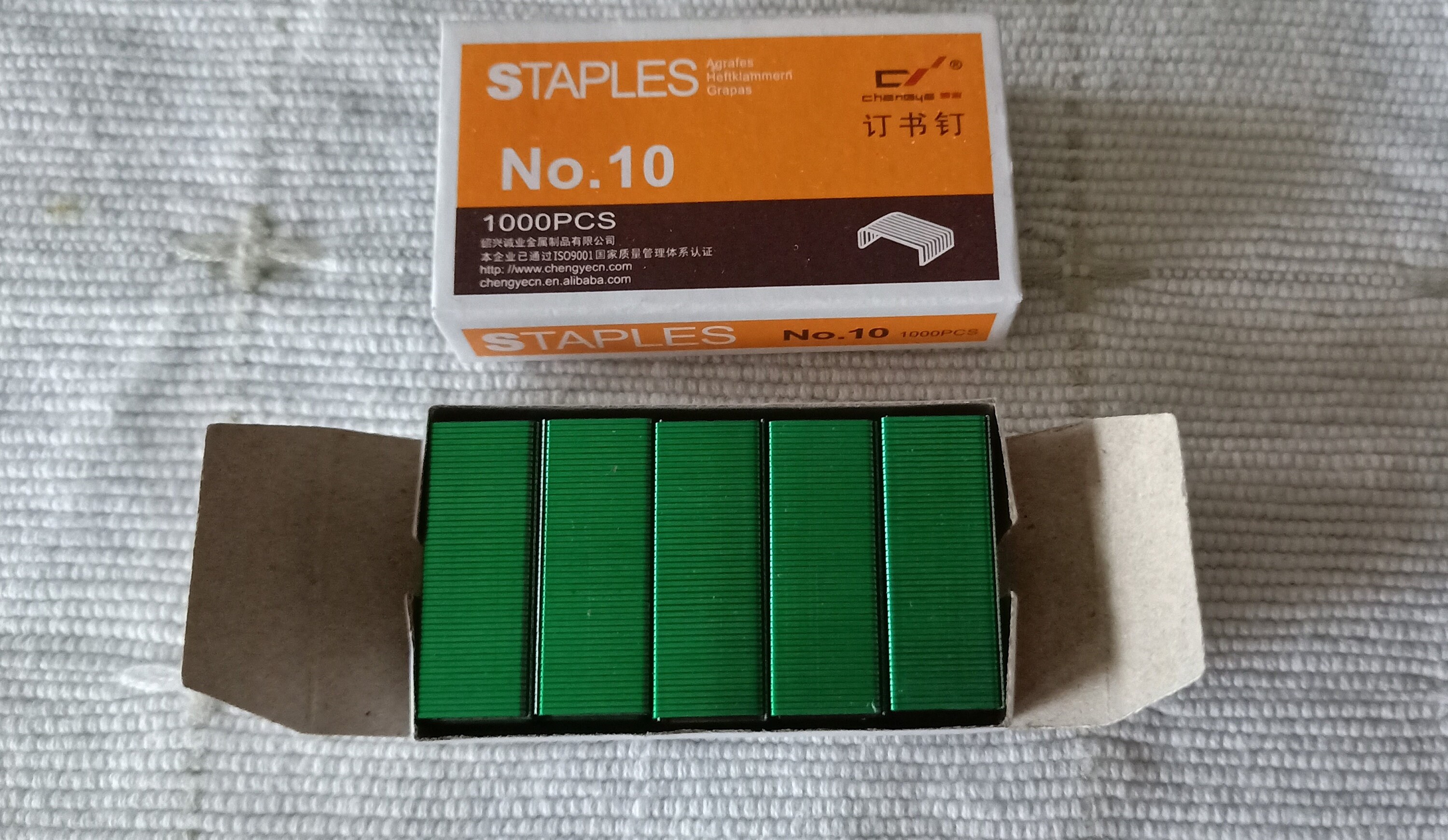 Coloured Staples No. 10: Blue, Pink, Yellow/gold, Black, Green ...