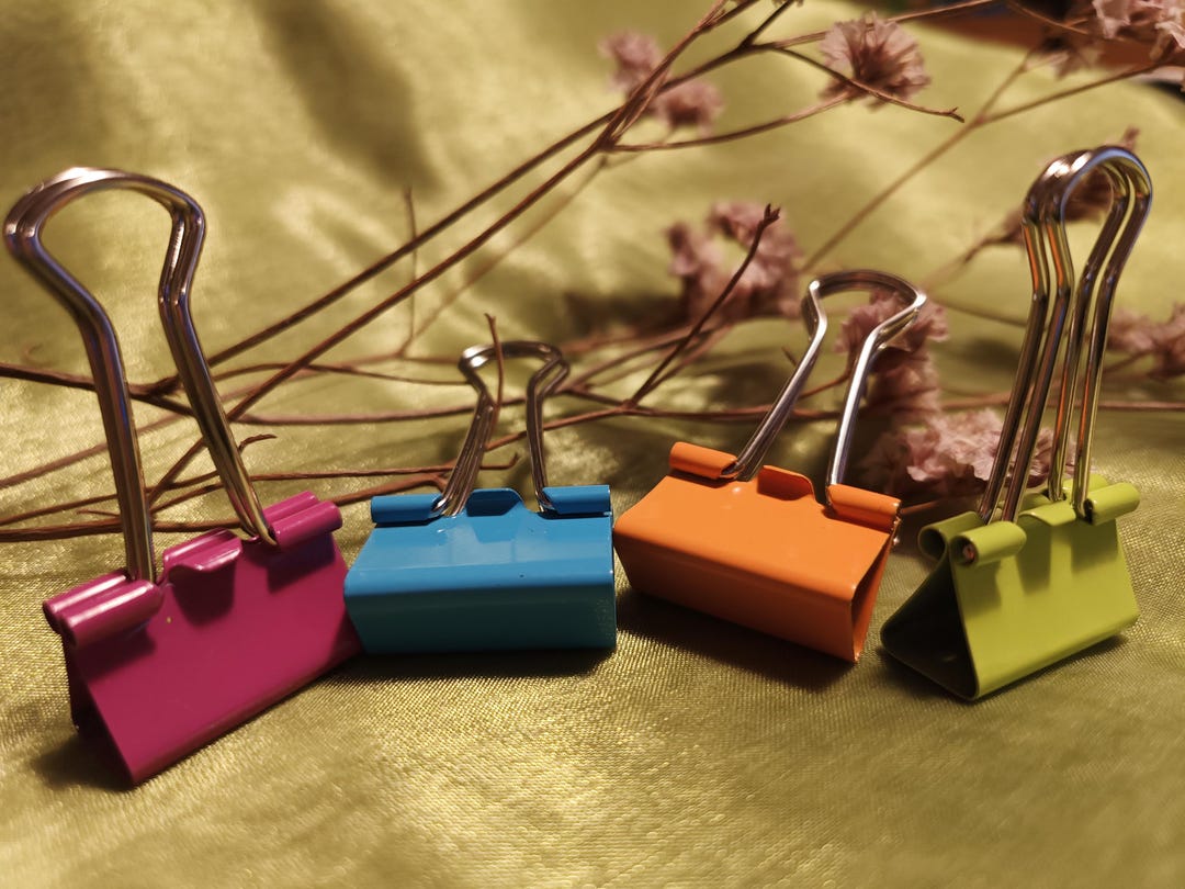 4x Binder Clips, Foldback Clips, 25mm Wide; Pink, Blue, Orange or Green ...
