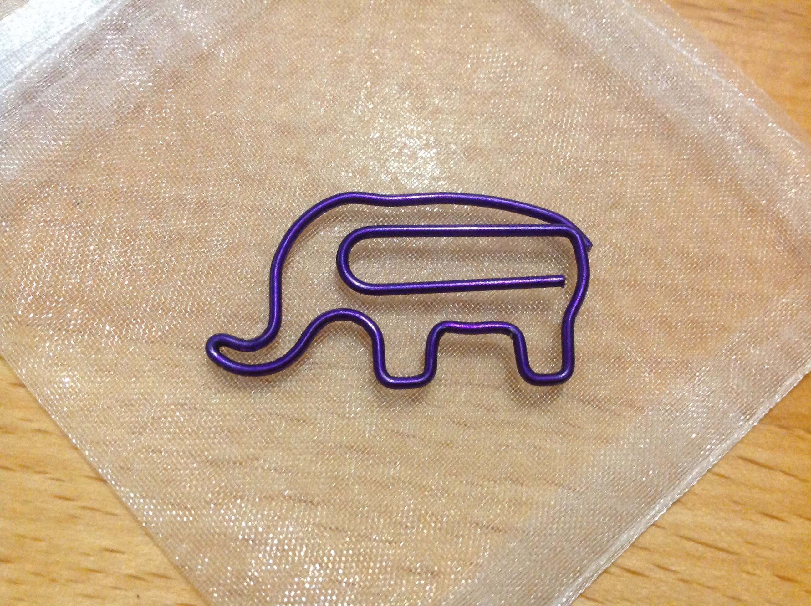 10 BIG D CLIPS Metallic Purple Paper Clips ELEPHANT 3.5 X 2 Cm Gift ...