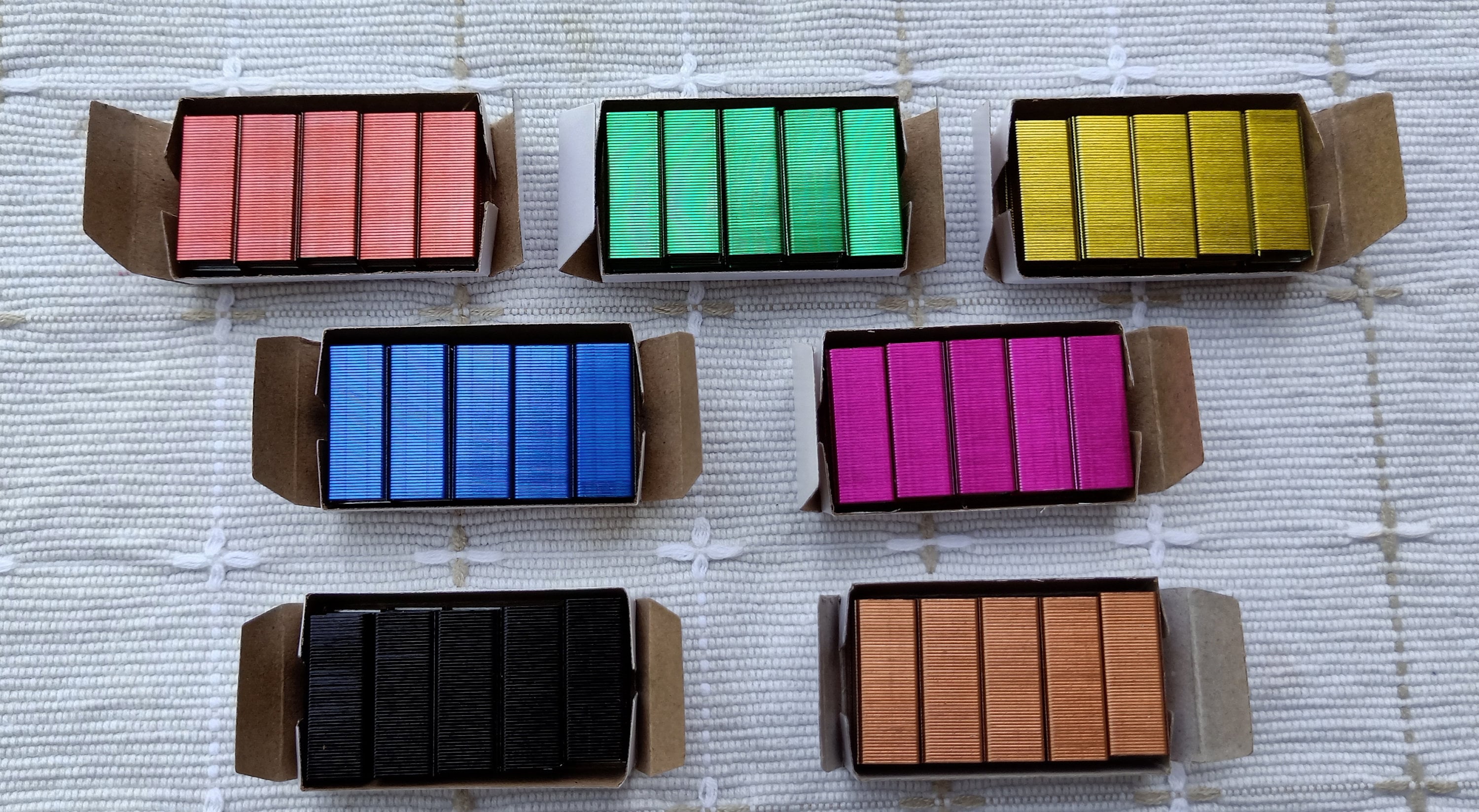 Coloured Staples No. 10: Blue, Pink, Yellow/gold, Black, Green ...