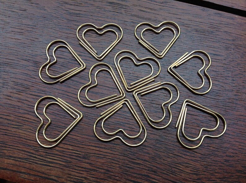 10x Heart-shaped Paper Clips 2.5 x 2.5 cm Silver or Gold | Etsy