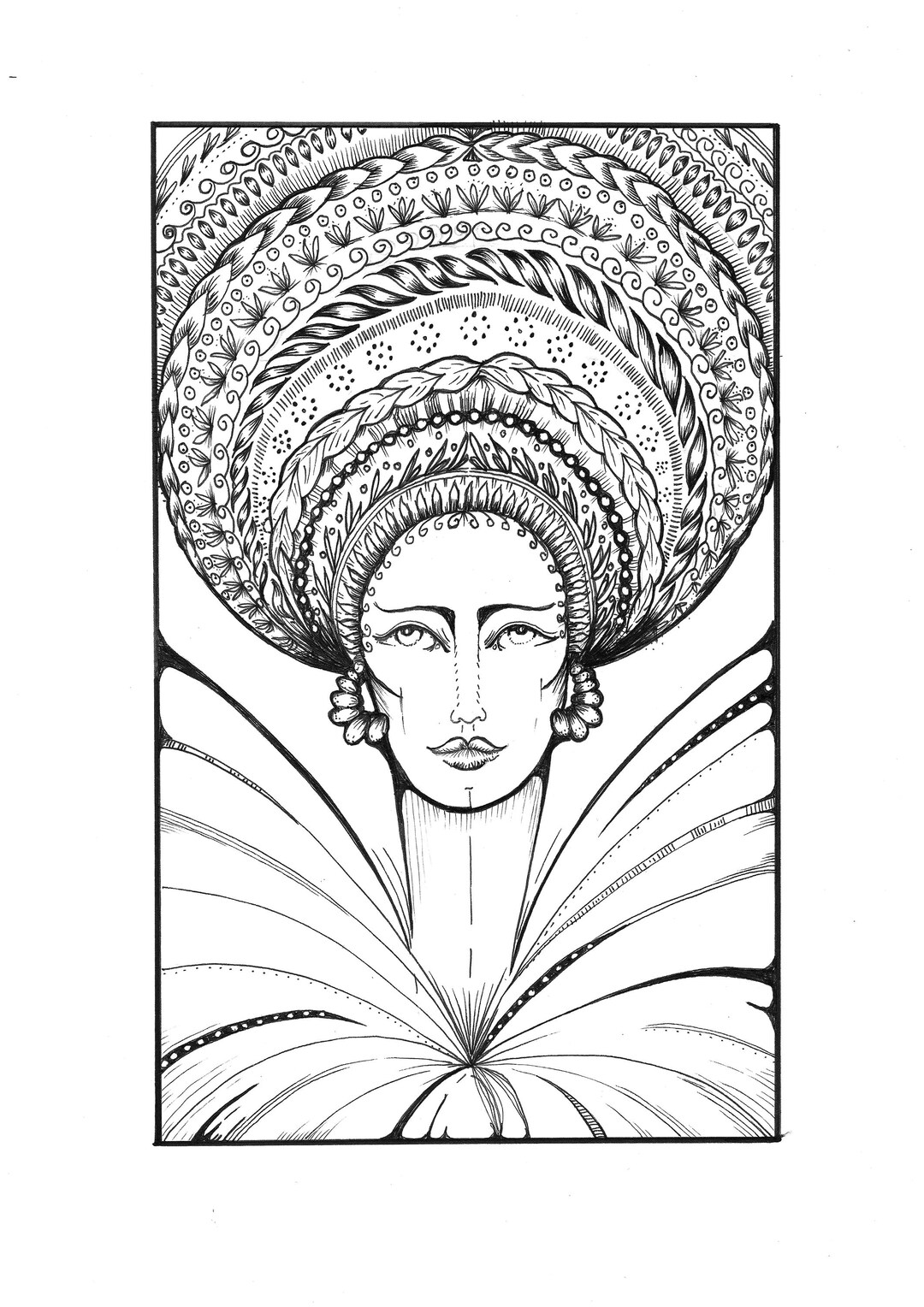 Female Face Art - Line Drawing - Seraphic Bloom Art Print - A4 Original ...