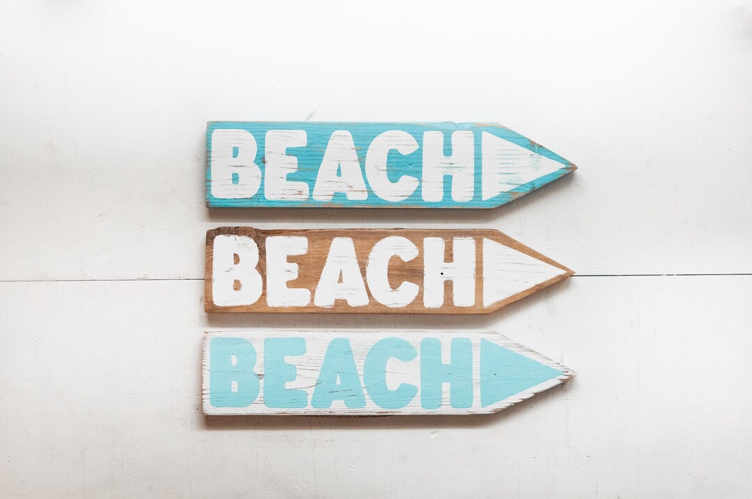 Beach Arrow Sign | Beach Wood Sign | Directional Beach Sign | Handmade ...