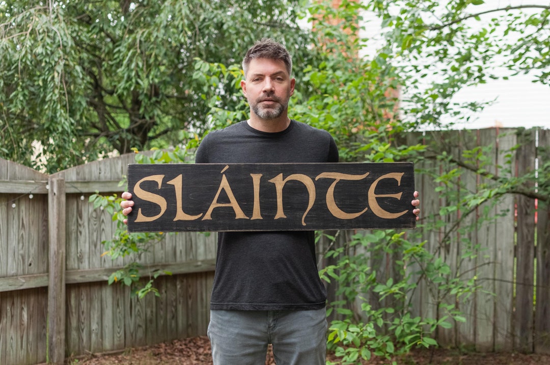 Slainte Wood Wall Art Slainte Sign Handmade Wood Sign Bar Decor Irish ...