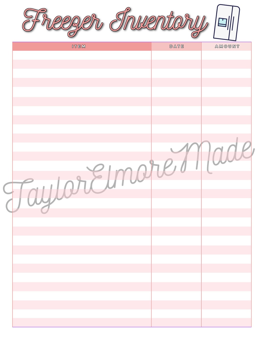 Freezer Inventory Checklist - Etsy