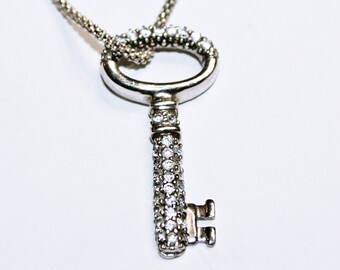 Vintage Sterling Silver Key Pendant - Etsy