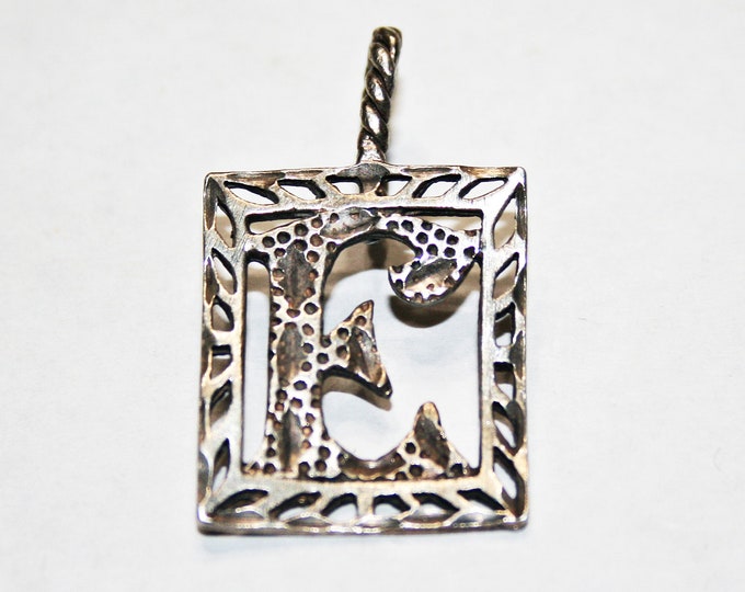 Vintage Sterling Silver Initial E Pendant - Etsy