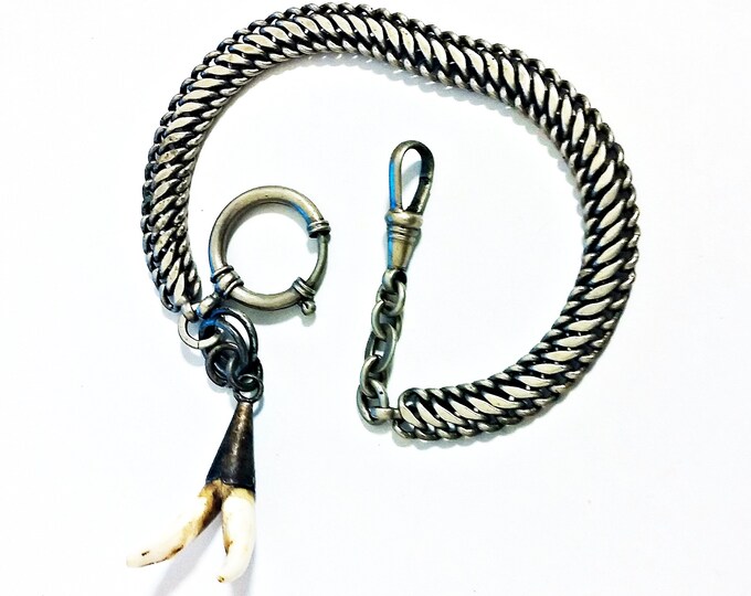 Antique German Hunter's Watch Chain With Fox Teeth Charivari Fob - Etsy
