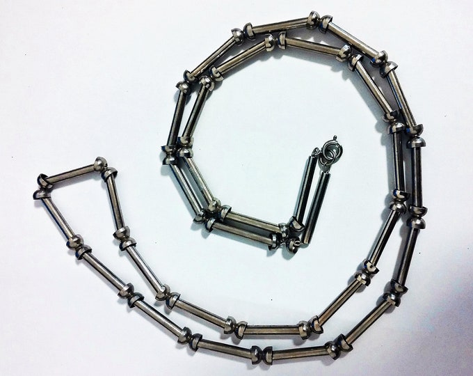 C1940s Machine Age Necklace in Chrome - Etsy