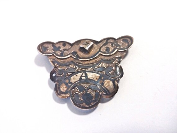 Antique Imperial Russian Silver Niello Buckle Half - … - Gem