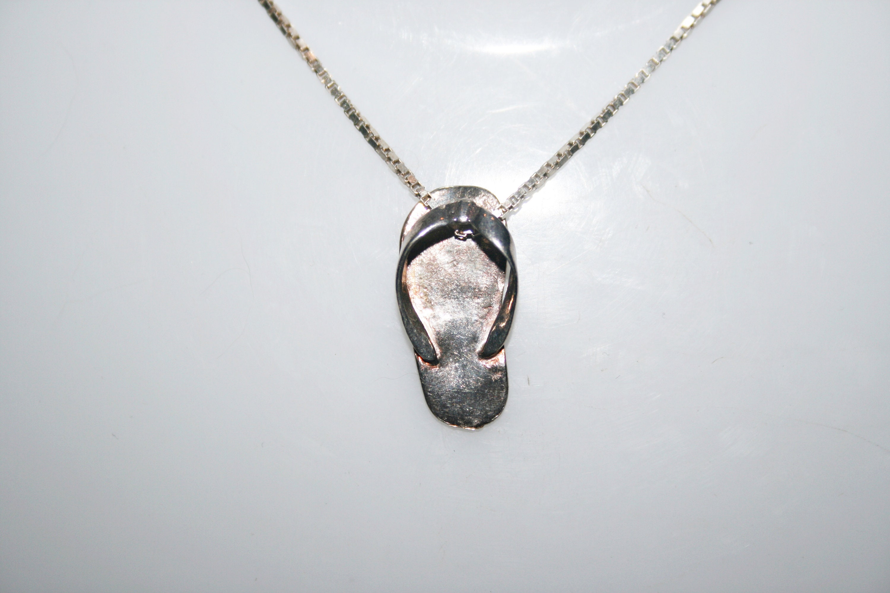 Vintage Sterling Silver Sandal Pendant Necklace - Etsy