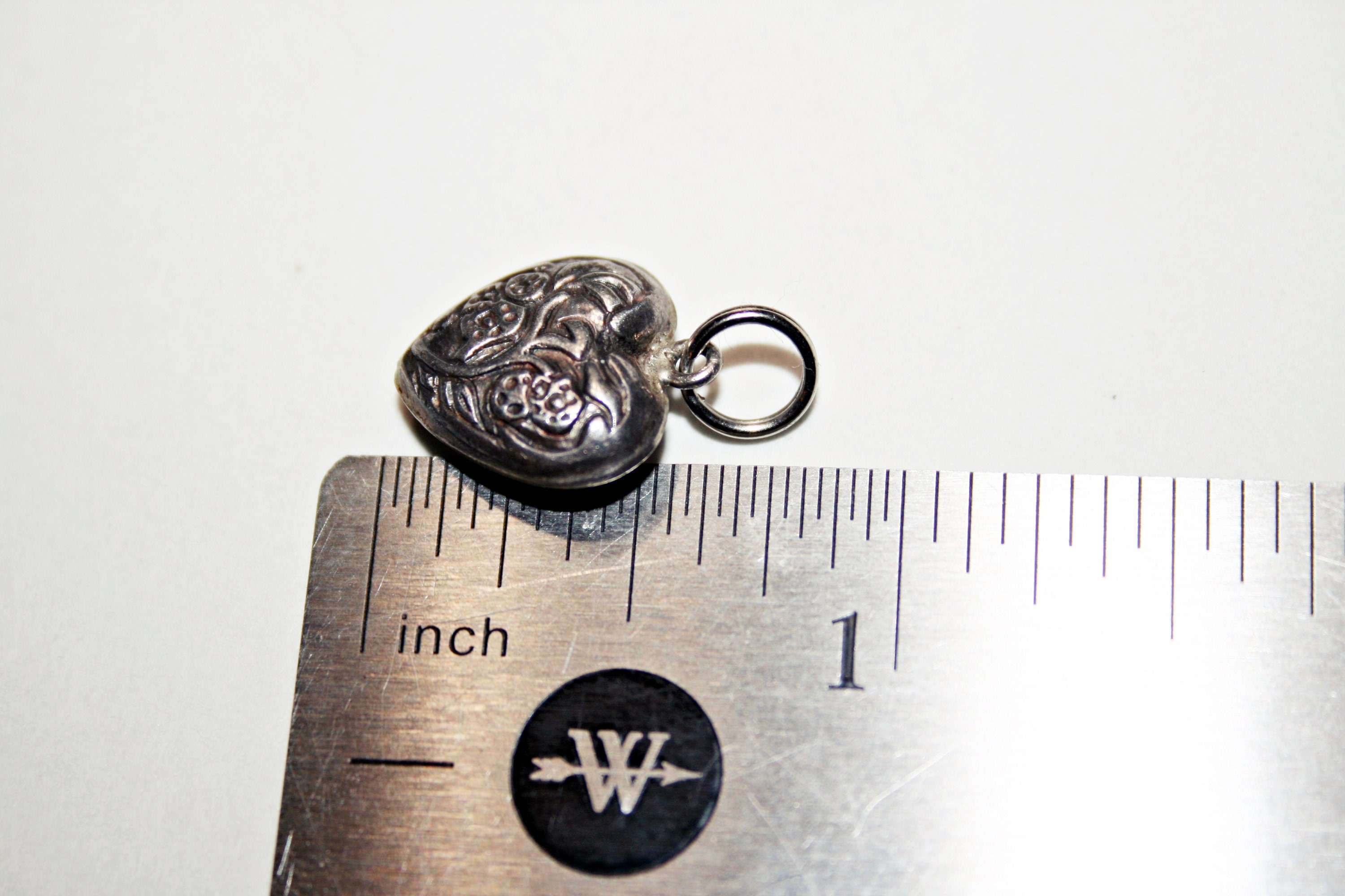 Vintage Sterling Silver Puff Heart Pendant Charm | Etsy