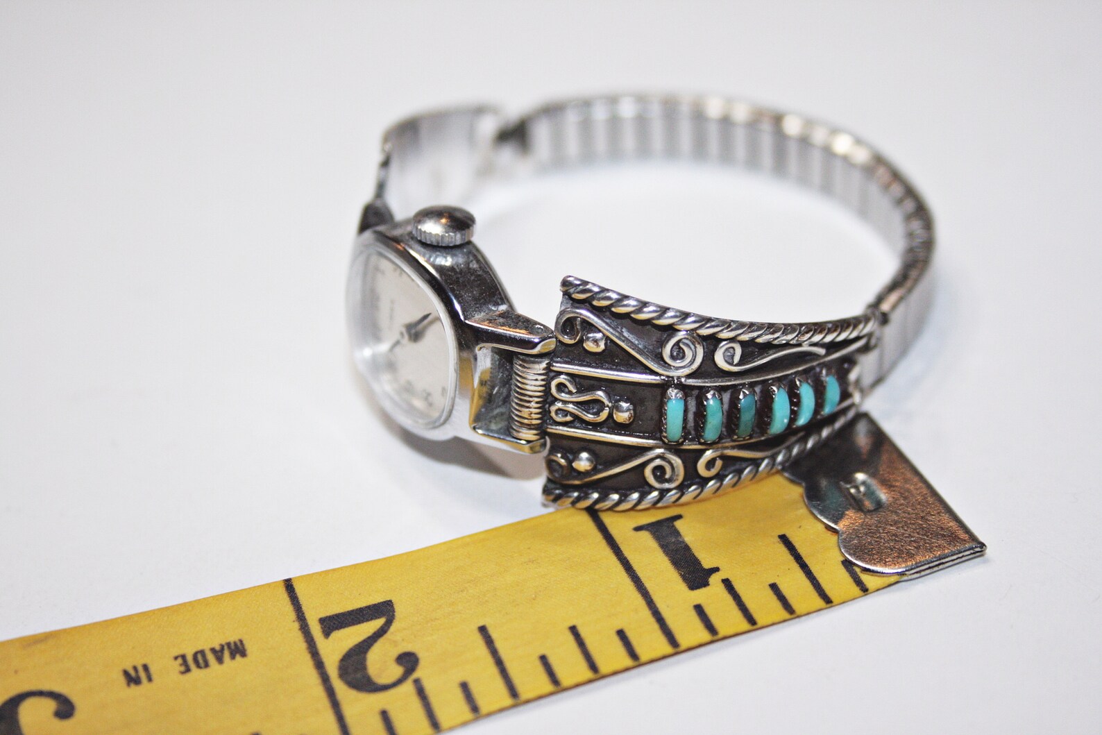 Vintage Sterling Silver and Turquoise Native American Watch - Etsy