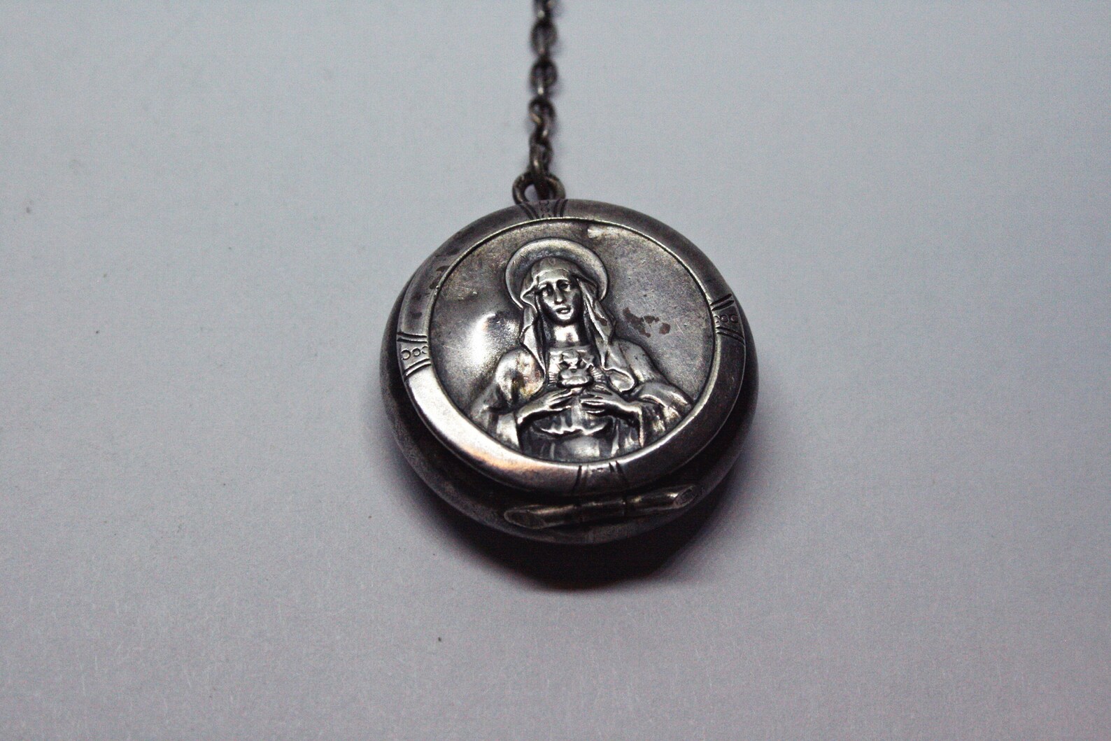 Antique German Alpaca Silver Mother Mary Reliquary Chatelaine | Etsy