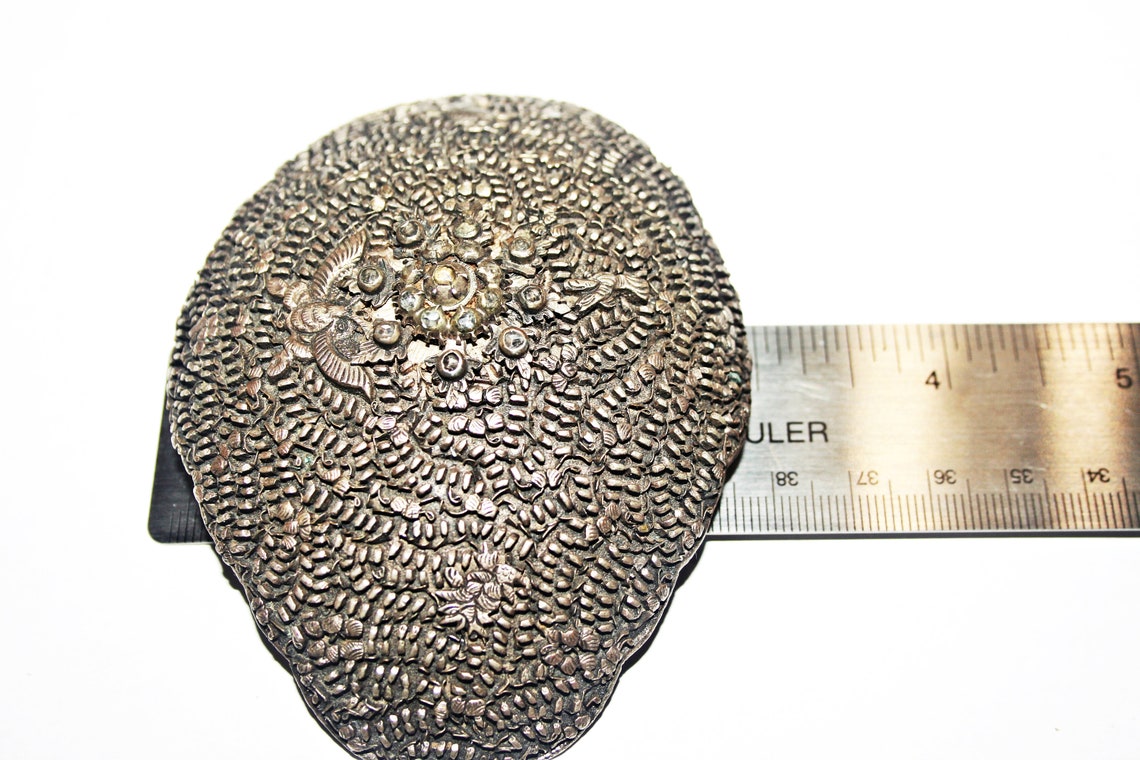 4" Antique Indonesian Pending Belt Buckle in Silver Tone Metal With - Etsy