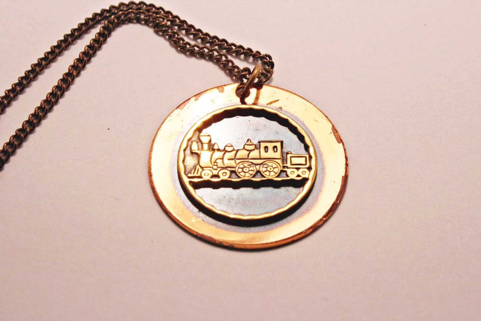 C1970s Copper Enamel Train Necklace | Etsy