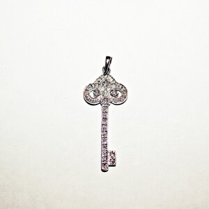 Vintage Sterling Silver Key Pendant - Etsy