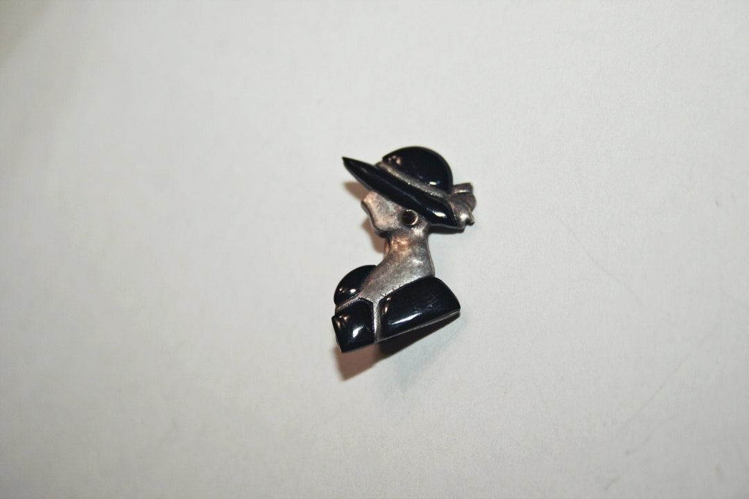Vintage Sterling Silver Enameled Flapper Woman Brooch - Etsy