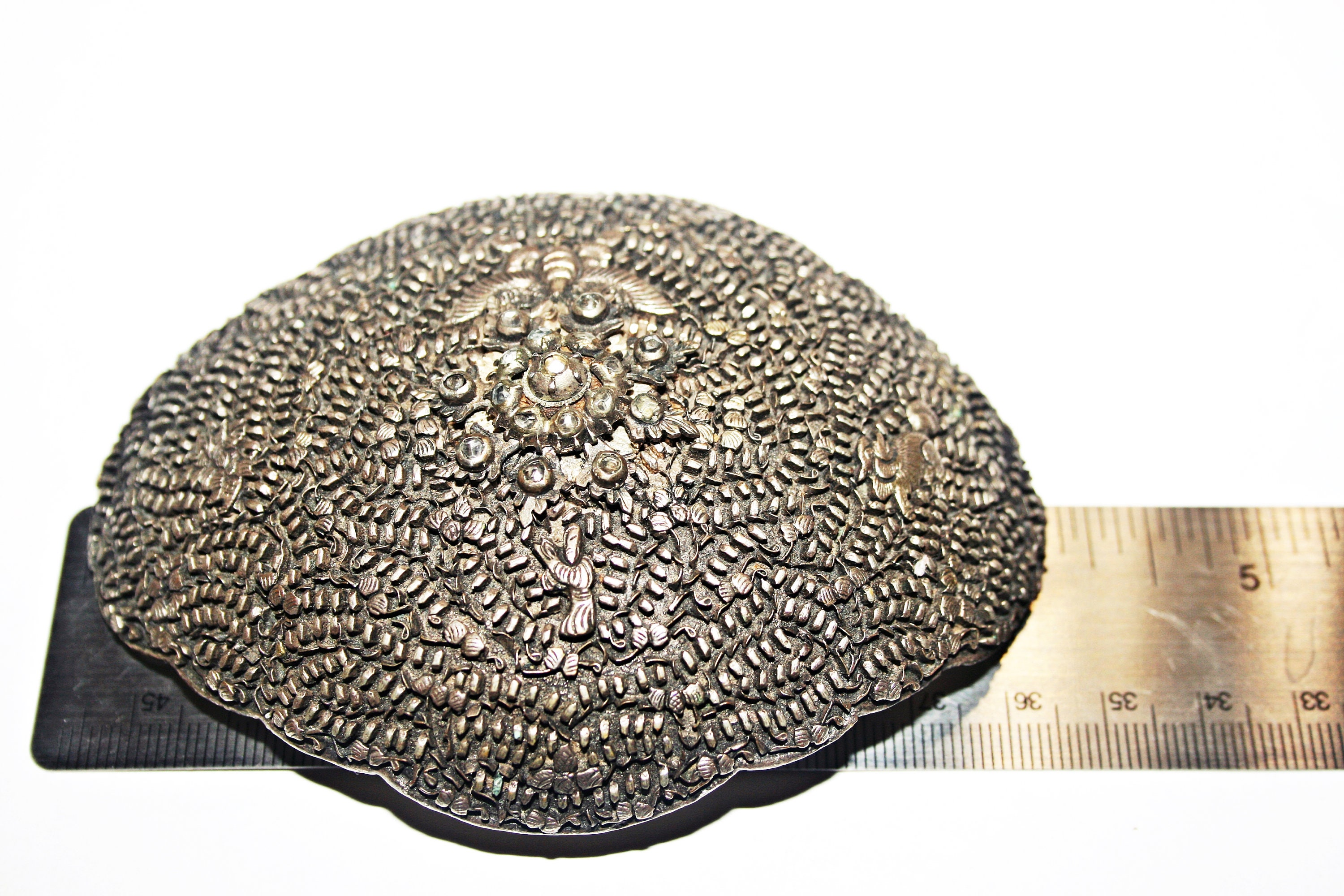 4" Antique Indonesian Pending Belt Buckle in Silver Tone Metal With - Etsy