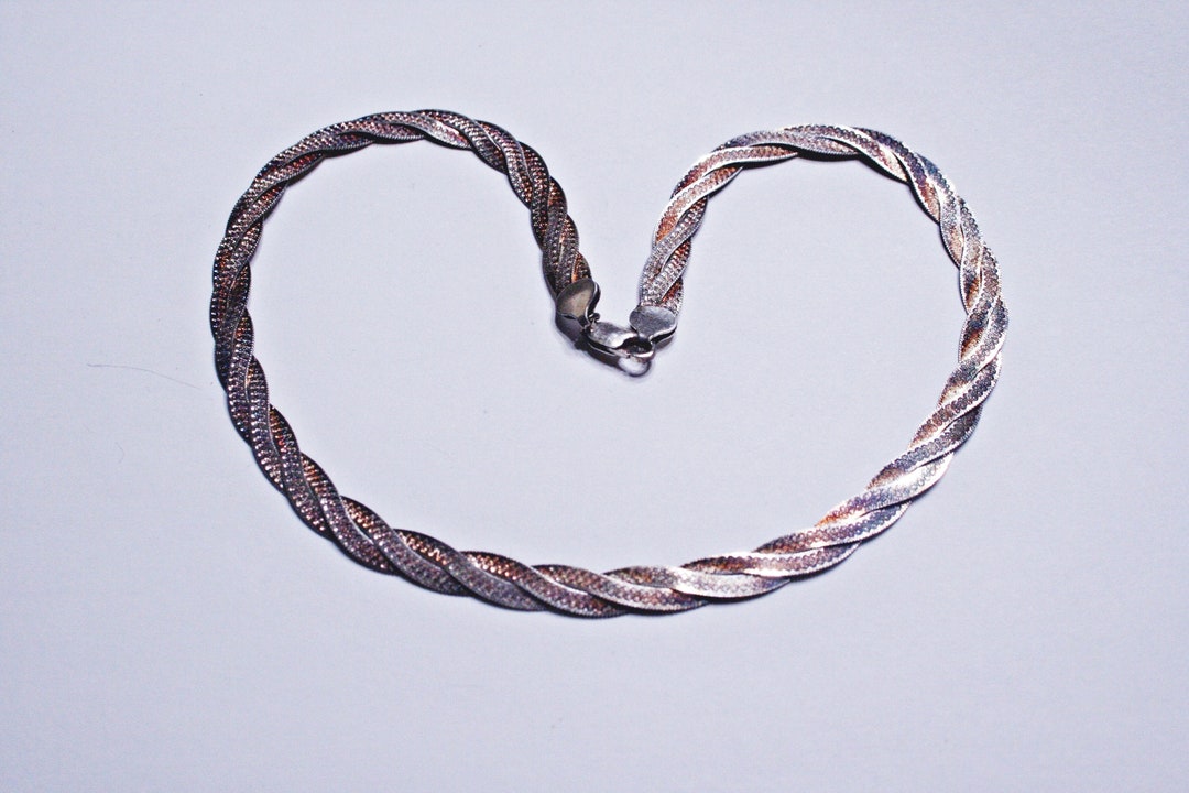 Vintage Sterling Silver Mesh Chain Necklace - Etsy