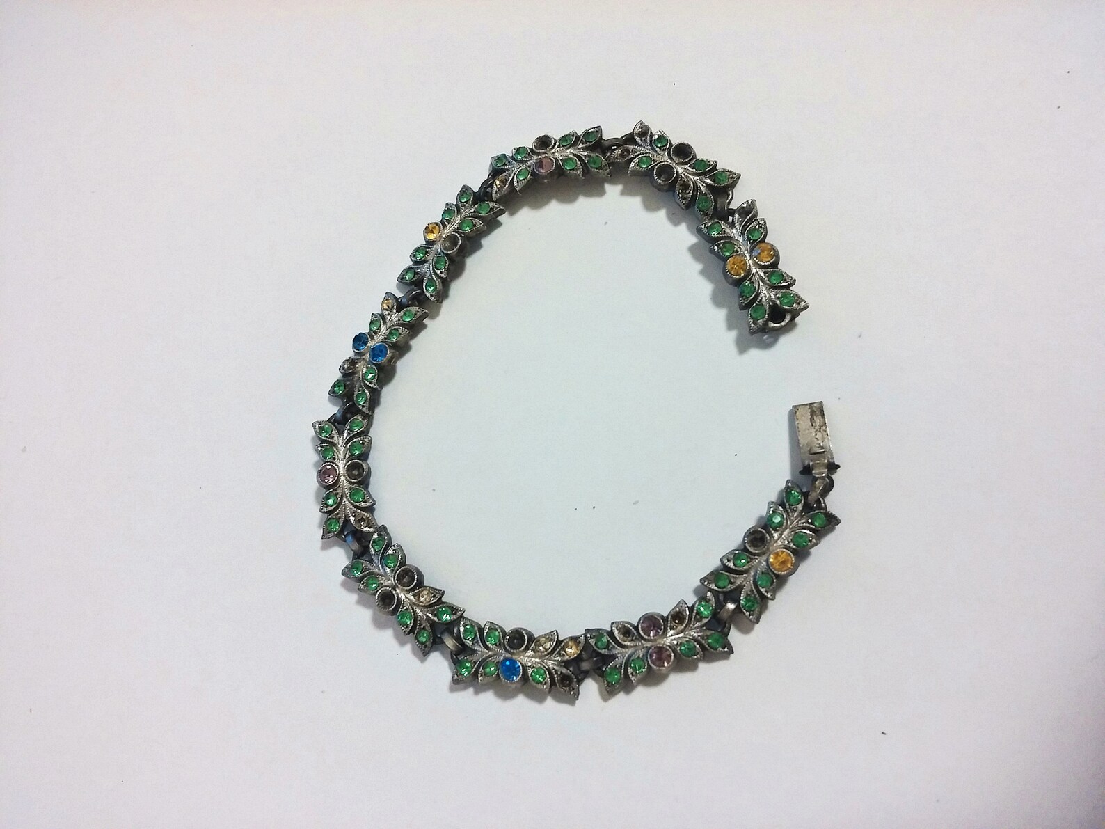 7 Antique Art Deco Paste Gem Panel Bracelet Circa | Etsy