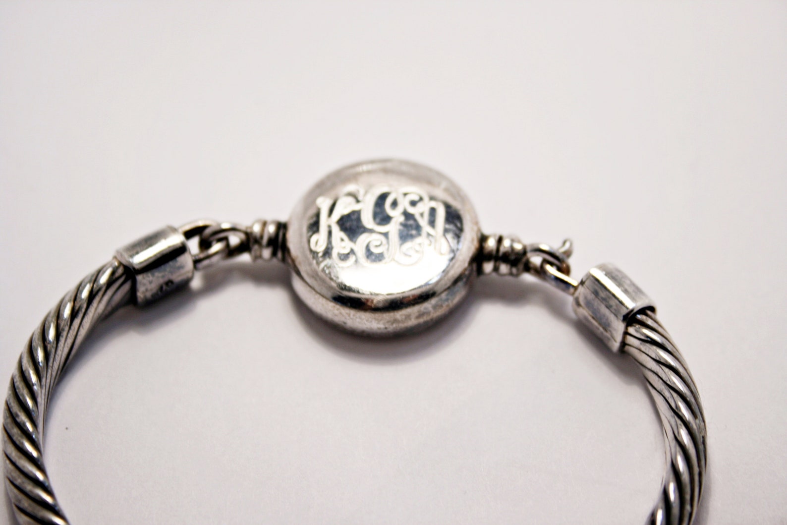 Vintage MCL KGA Sterling Silver Monogrammed Cuff Bracelet | Etsy