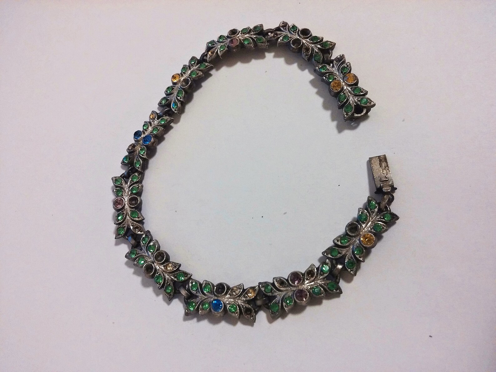 7 Antique Art Deco Paste Gem Panel Bracelet Circa | Etsy