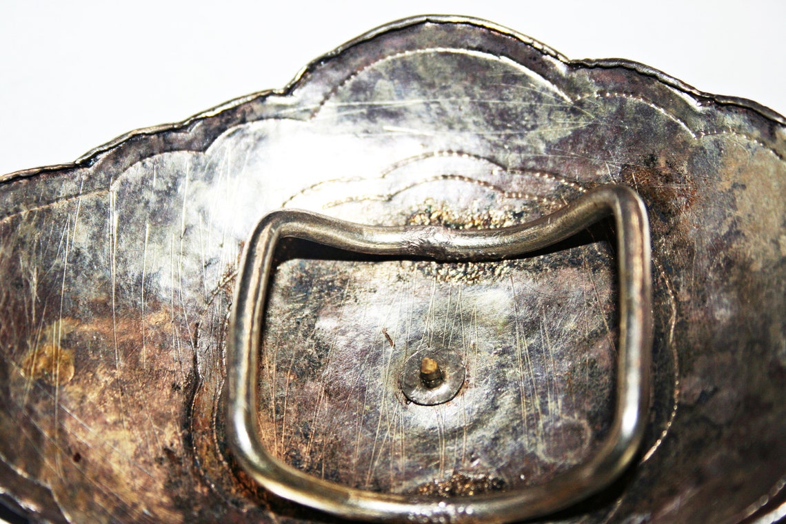 4" Antique Indonesian Pending Belt Buckle in Silver Tone Metal With - Etsy