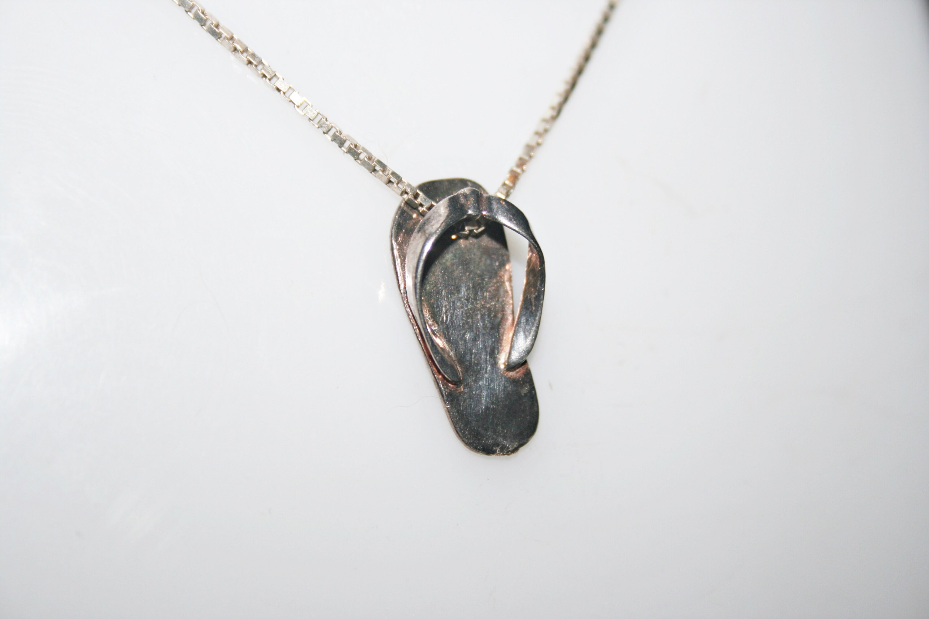 Vintage Sterling Silver Sandal Pendant Necklace - Etsy