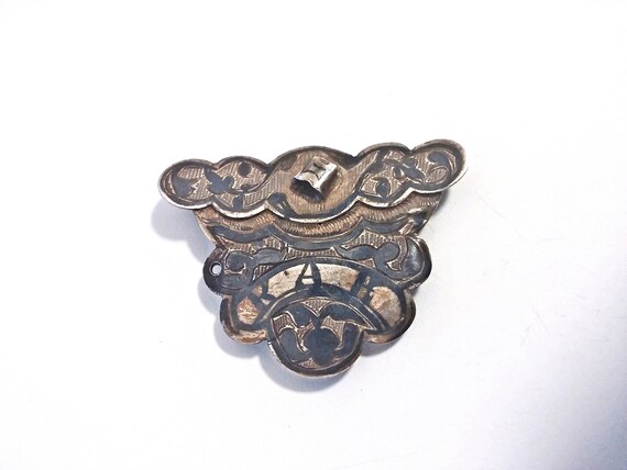 Antique Imperial Russian Silver Niello Buckle Half - … - Gem