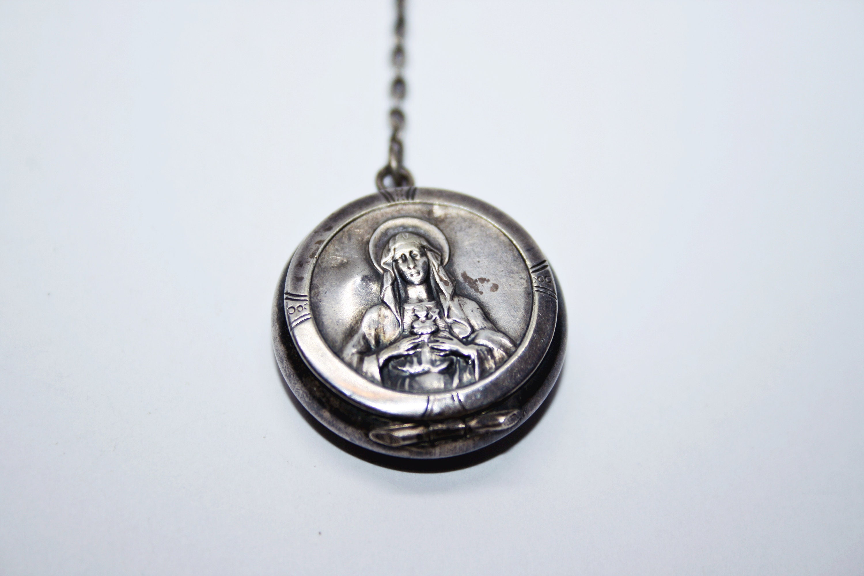 Antique German Alpaca Silver Mother Mary Reliquary Chatelaine | Etsy