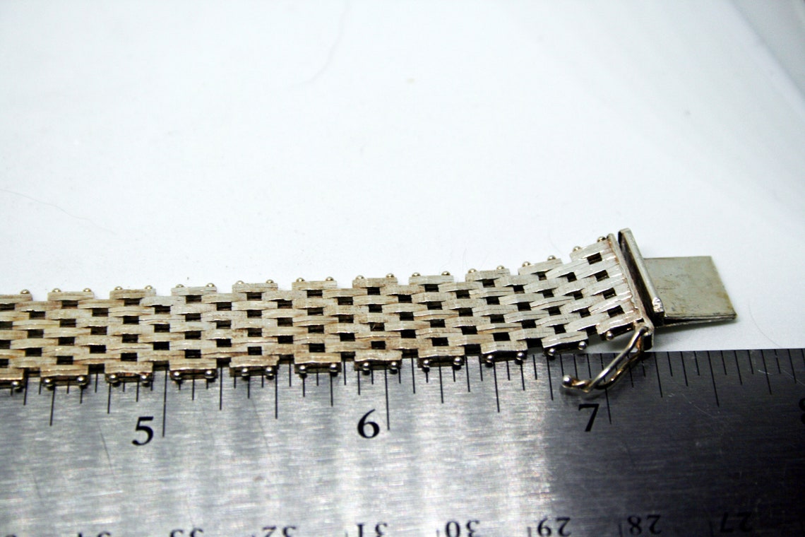 Vintage Sterling Silver Thick Mesh Chain Bracelet - Etsy